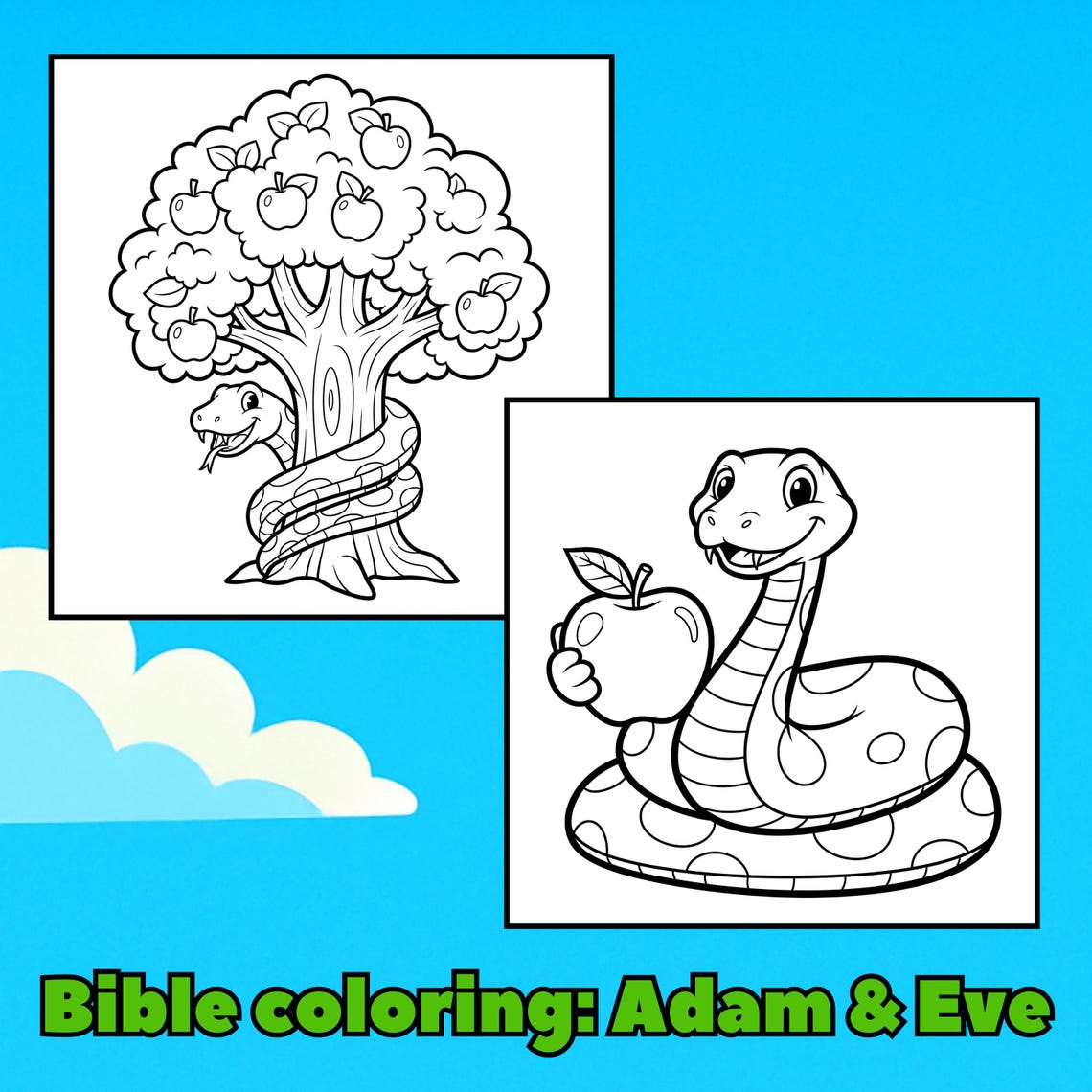 Adam and Eve Coloring Book | Bible Story Printable | 10 Pages for Kids ...