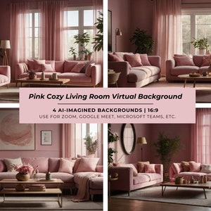 Pink Cozy Home Virtual Backgrounds, Modern Zoom Background (digital ...