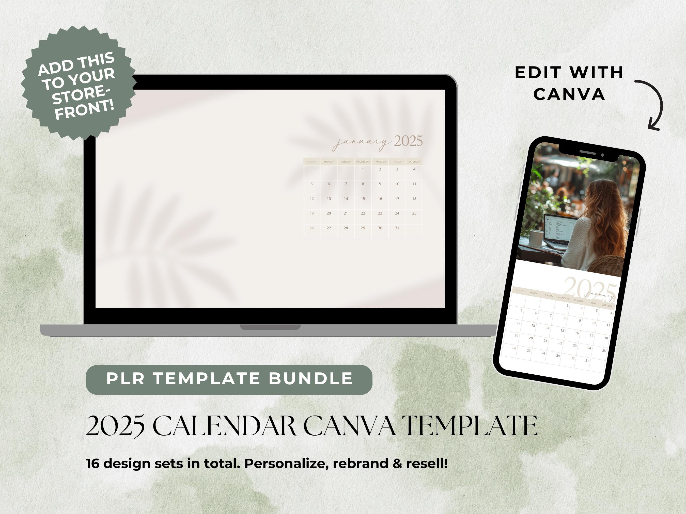 Editable 2025 Calendar Templates, Fully Editable, Personalize in Canva ...