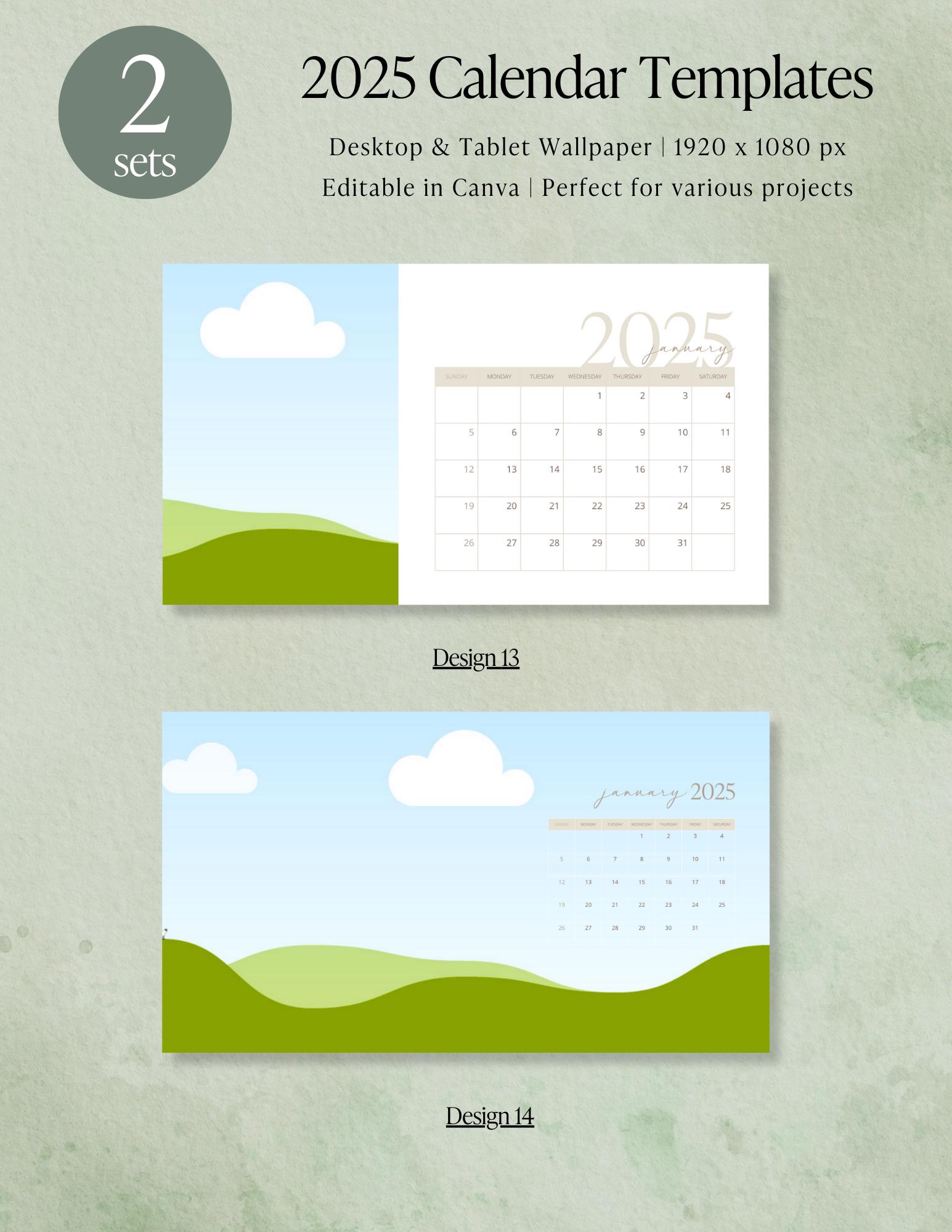 Editable 2025 Calendar Templates, Fully Editable, Personalize in Canva ...