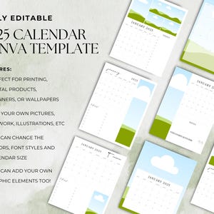 Editable 2025 Calendar Templates, Fully Editable, Personalize in Canva ...