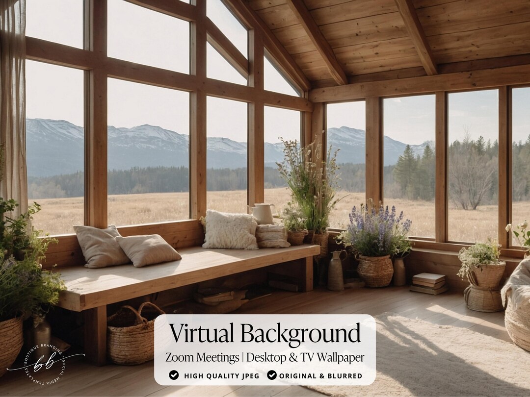 Cozy Cabin Virtual Background, Bookshelf Background, Virtual Wall ...