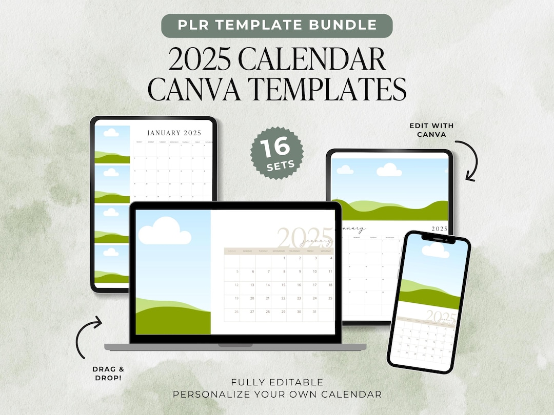 Editable 2025 Calendar Templates, Fully Editable, Personalize in Canva ...