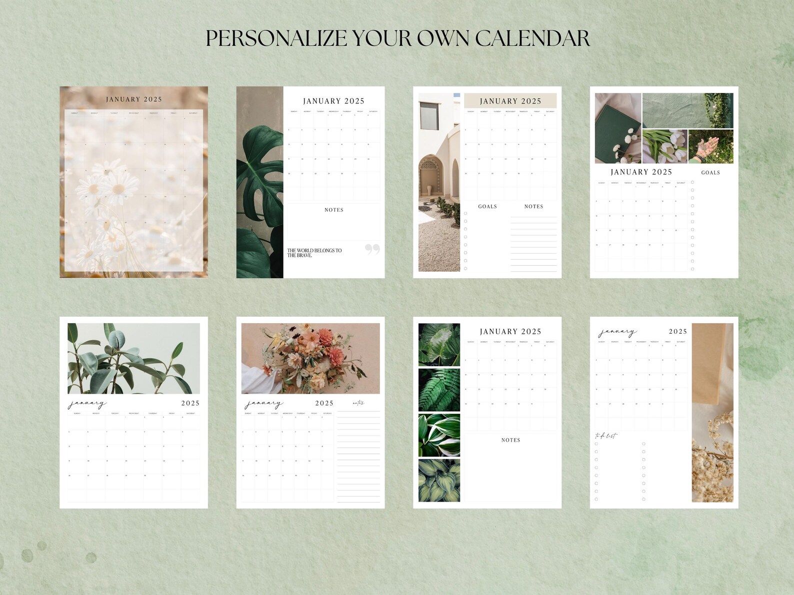 Editable 2025 Calendar Templates, Fully Editable, Personalize in Canva ...