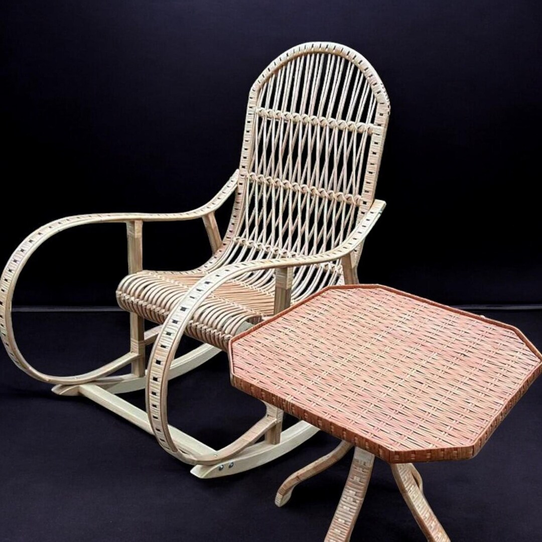 Willow Rocking Chair. Wicker Rocking Chair With Square Coffee Table ...