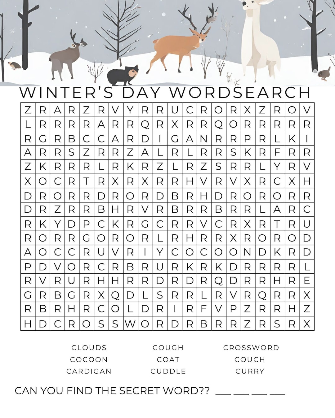 Crossword 'C' Focus Winter Wonderland Homeschool Winters Day Activity ...