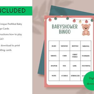 Baby Bingo Printable Bear Pink Girl Baby Shower Activity Teddy ...