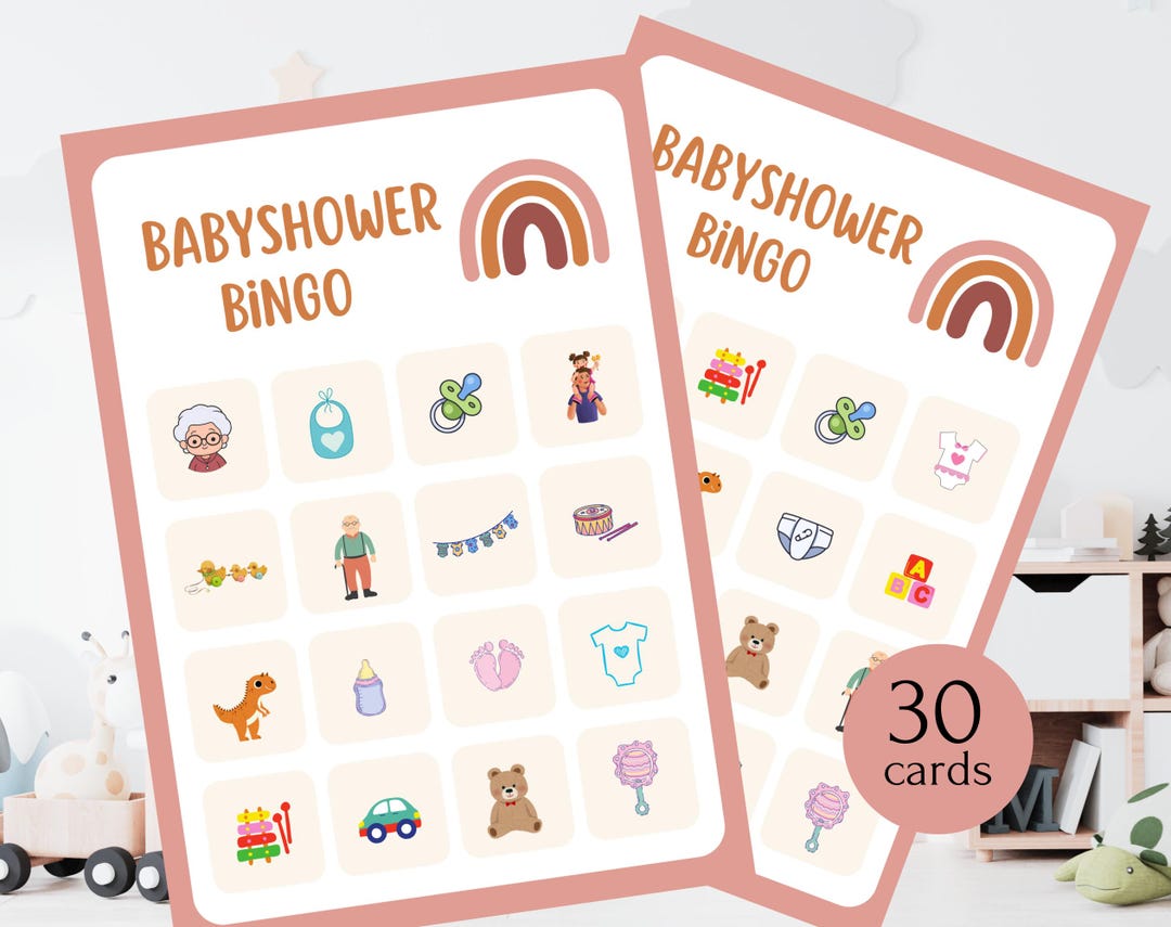 30 Unique Bingo Cards for Baby Shower Activity Bingo Pink Template Girl ...