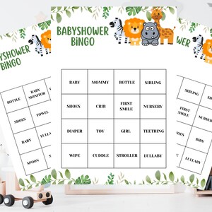 Printable Safari Baby Bingo Party Set| Unique Shower Game Template ...
