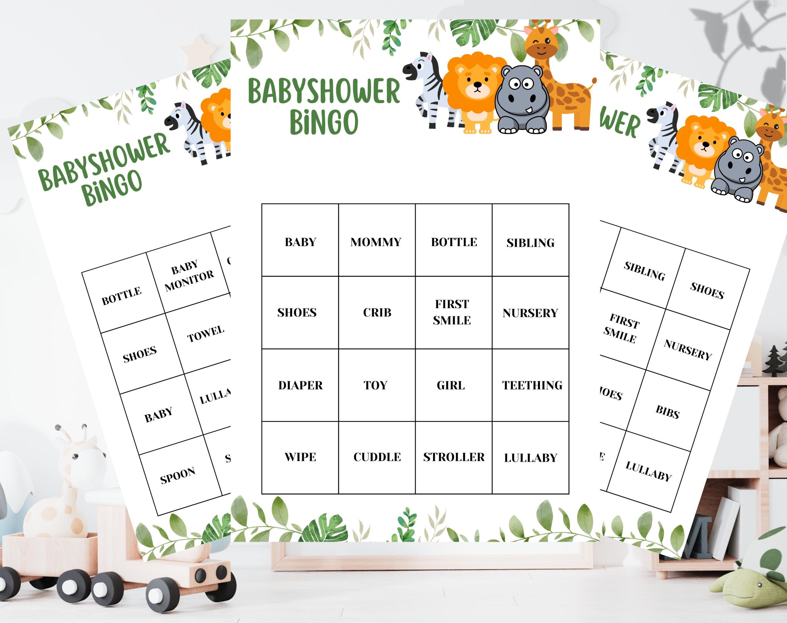 Printable Safari Baby Bingo Party Set| Unique Shower Game Template ...