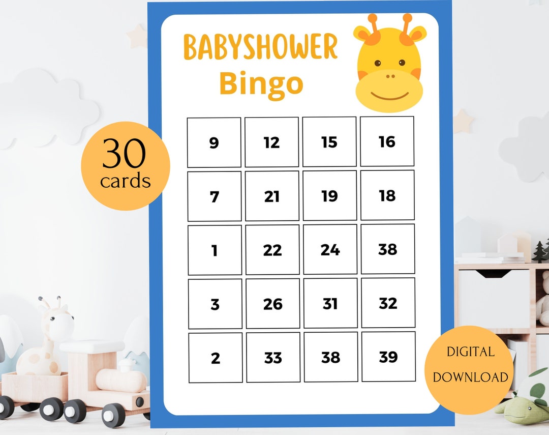 Interactive Boy Baby Shower Game: Printable Baby Bingo With 30 Unique ...