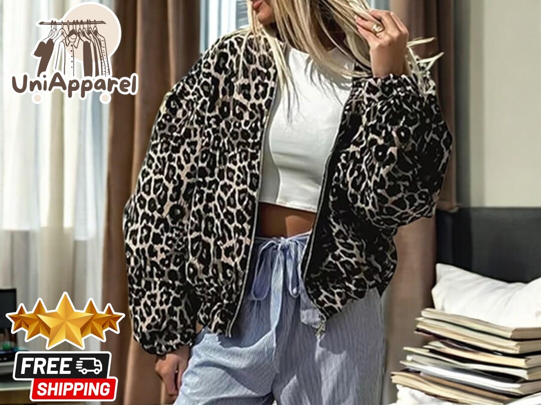 Women's Leopard Print Jacket | Animal Design Fall Outerwear | Stylish ...
