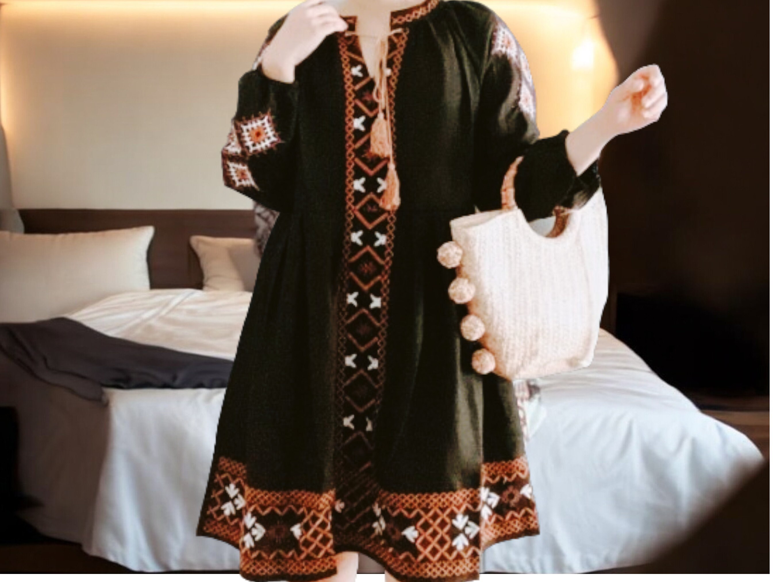 Women's Boho Dress | Loose Puff Sleeves | Fashionable Lace-up Clothing ...