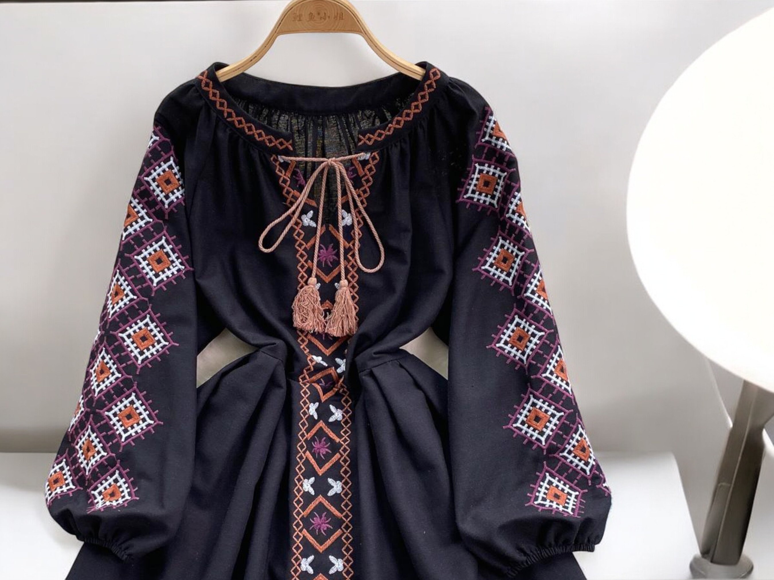 Women's Boho Dress | Loose Puff Sleeves | Fashionable Lace-up Clothing ...