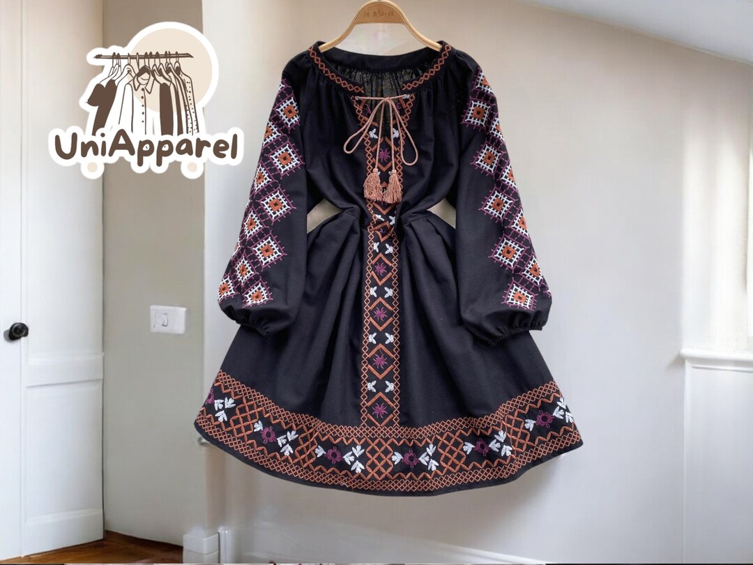 Women's Boho Dress | Loose Puff Sleeves | Fashionable Lace-up Clothing ...