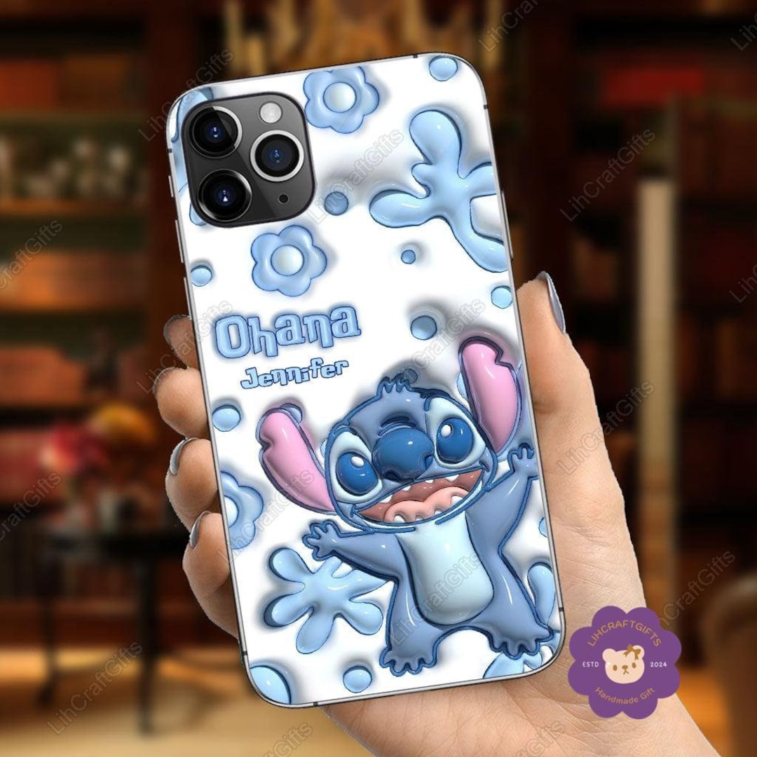 Personalized Stitch Ohana Phone Case, Cute Stitch Phone Case, Stitch 3D ...