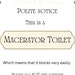 Macerator Toilet Sign - Do Not Flush Sanitary Items - Etsy