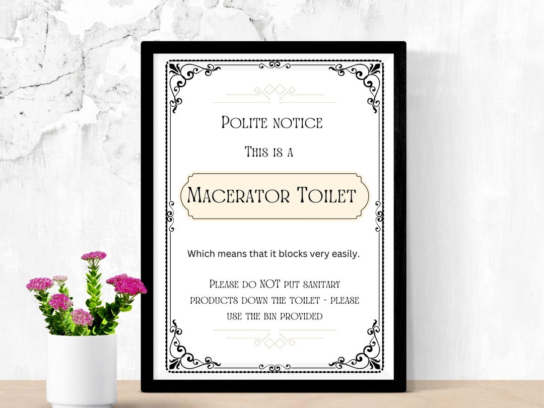 Macerator Toilet Sign - Do Not Flush Sanitary Items - Etsy