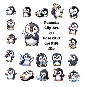 Penguin Clip Art 20 Poses300 Dpi PNG File - Etsy