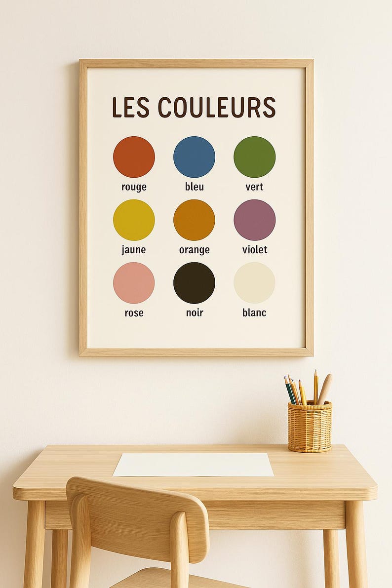 French Colors Poster to Print – Educational Poster A4 A3 Montessori ...