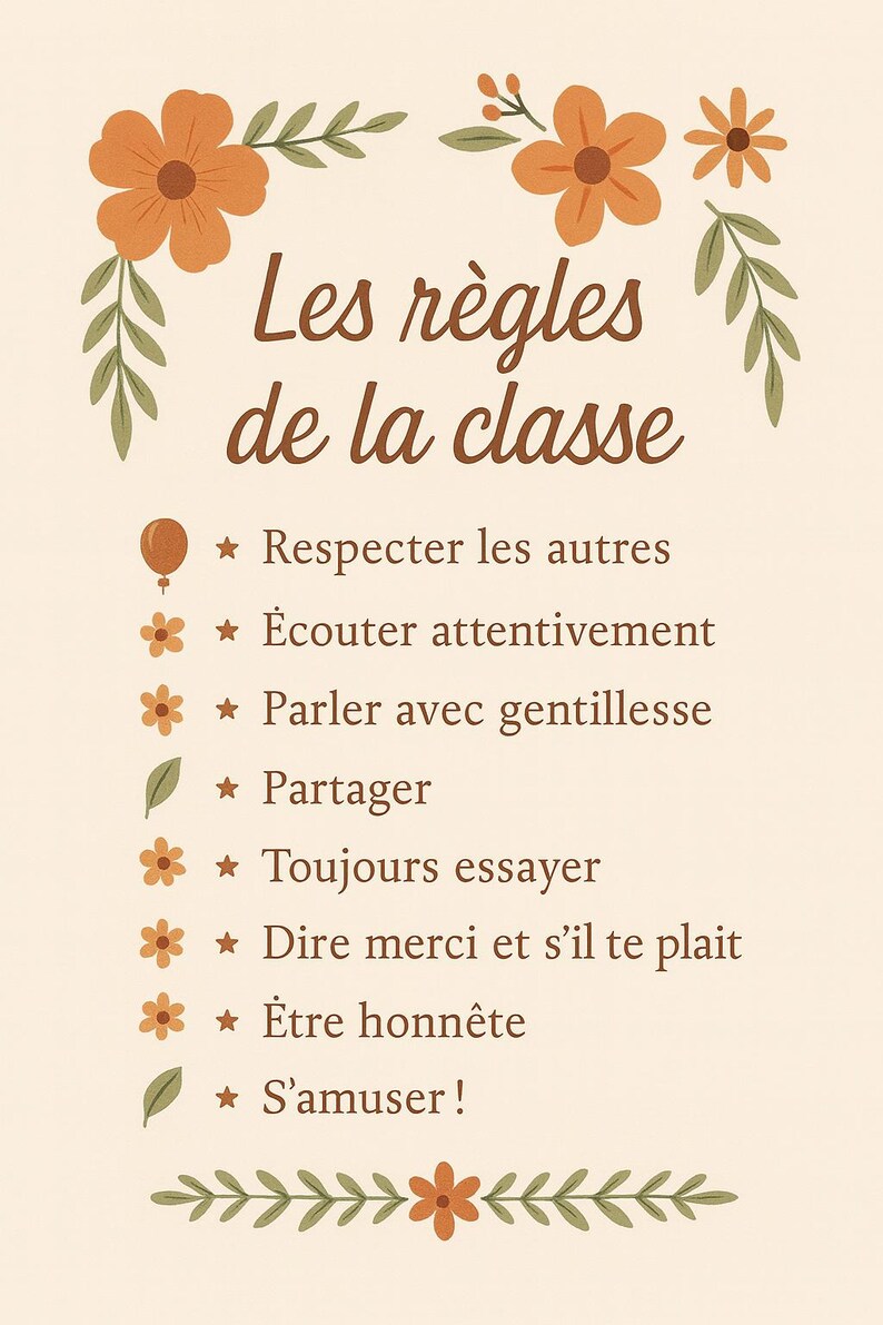 Classroom Rules Poster – Printable Educational Poster – Classroom ...