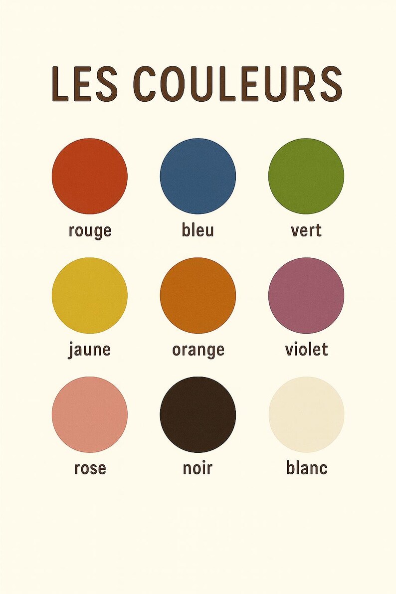 French Colors Poster to Print – Educational Poster A4 A3 Montessori ...