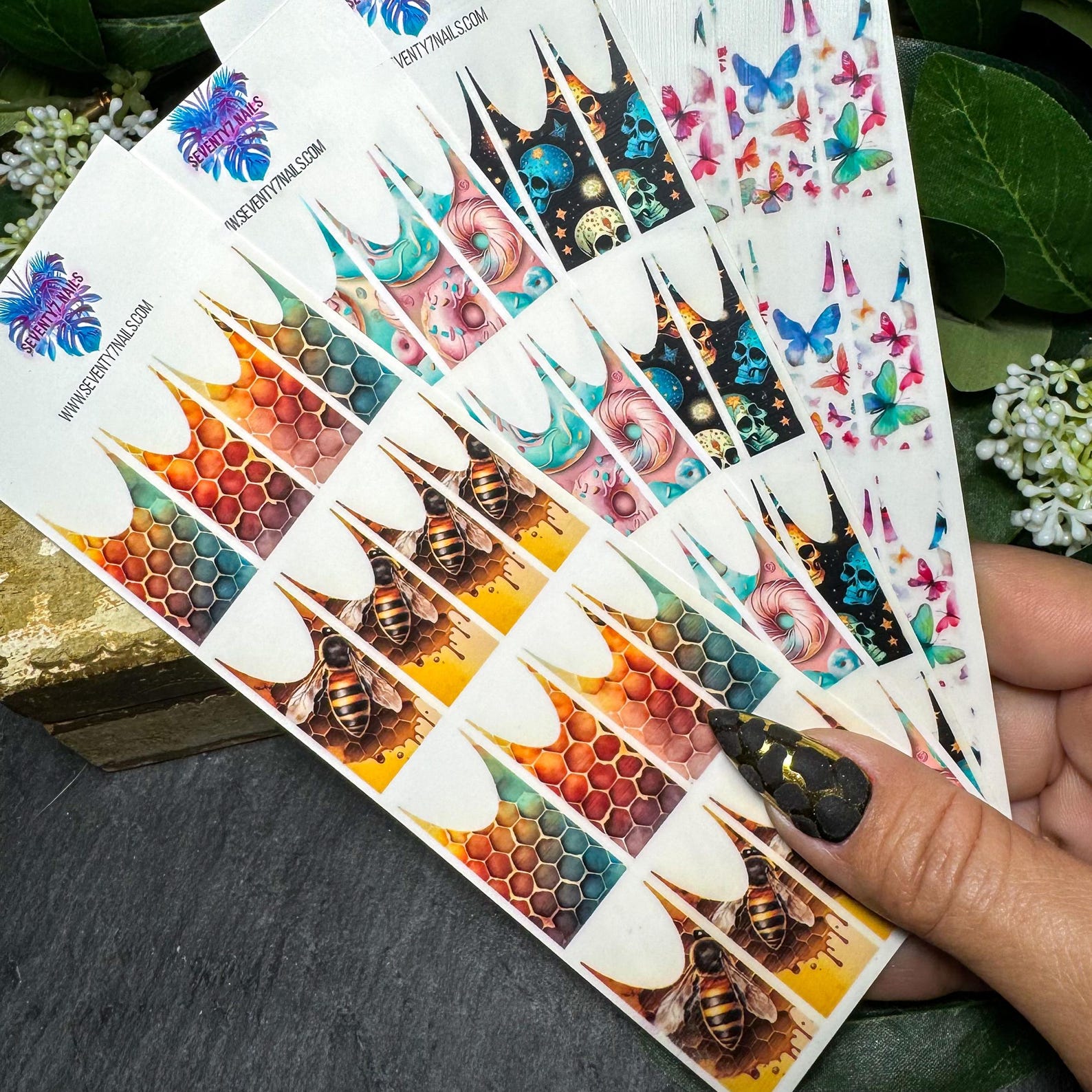 Rainbow Leopard French Tip Nail Decals | Waterslide Nail Art | Handmade ...