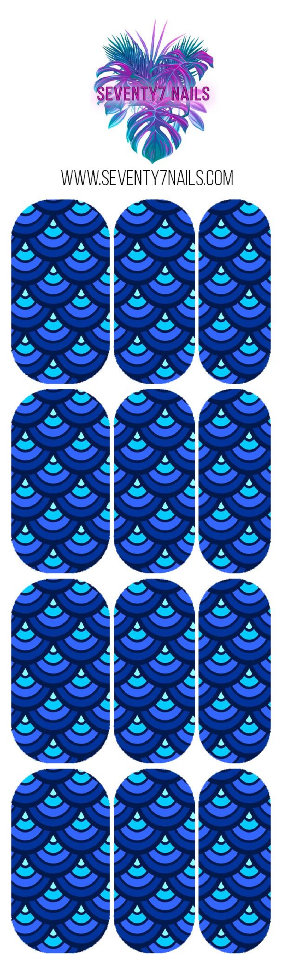 Blue Scallops Waterslide Nail Decals | Nail Art Supplies | Handmade ...