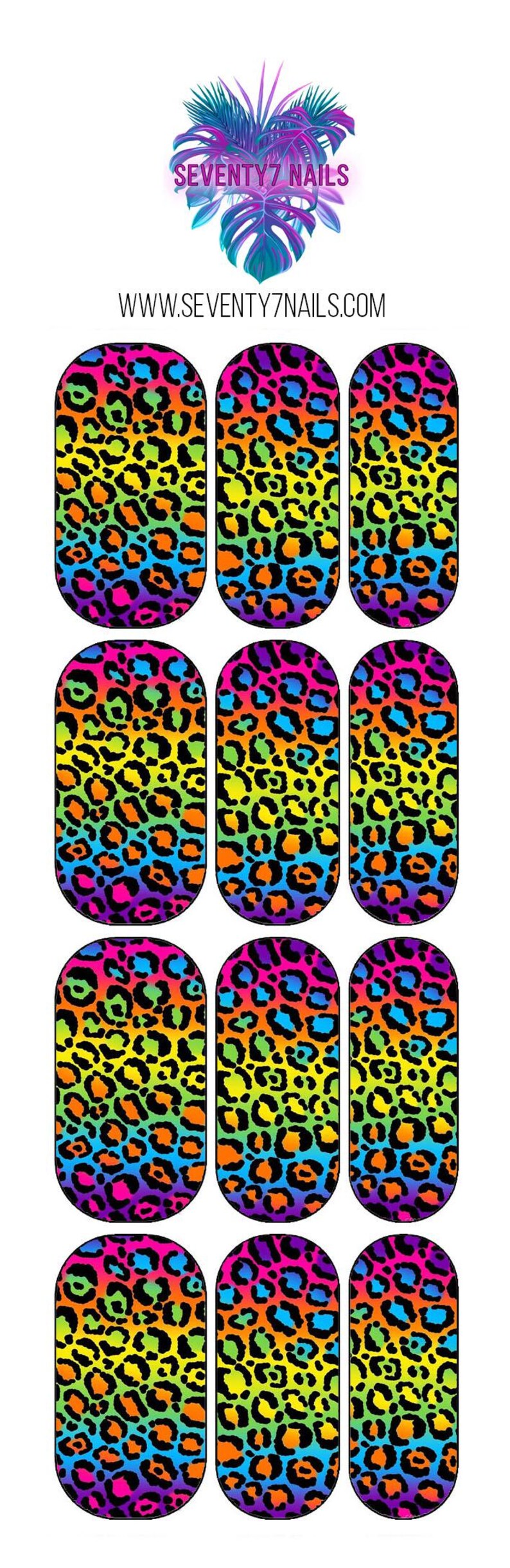 Rainbow Leopard Nail Decals | Waterslide Nail Decals | Halloween Nail ...