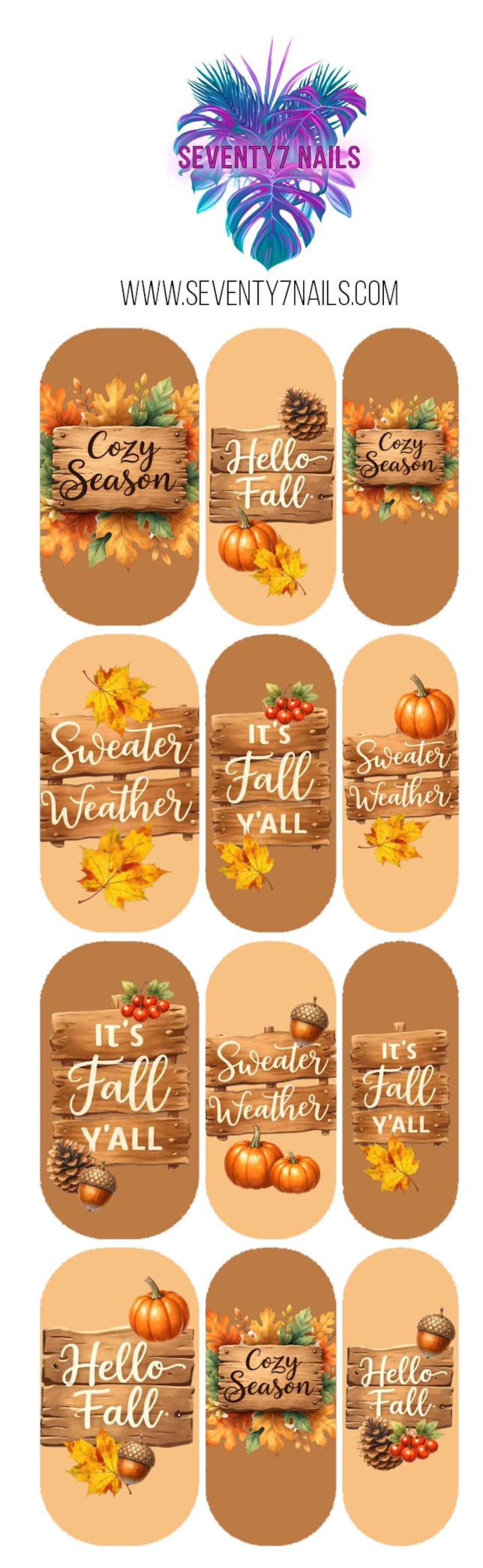 It's Fall Ya'll Holiday Nail Decals | Autumn Winter Waterslide Nail Art ...