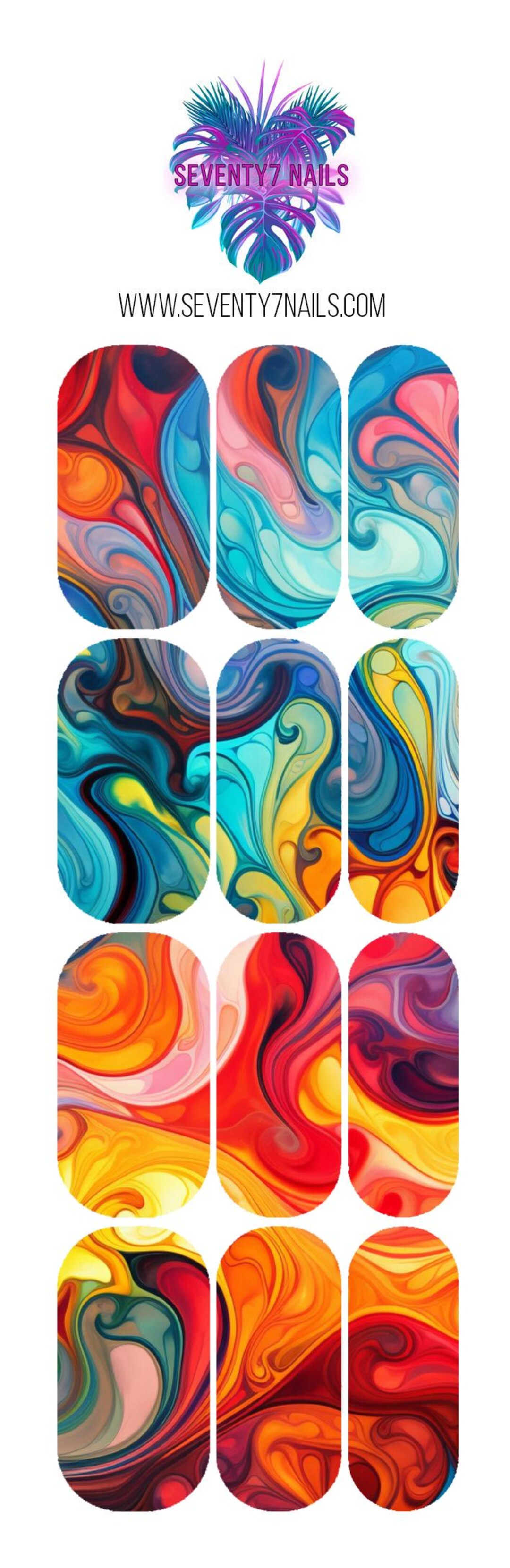Flow Rainbow Nail Decals | Colorful Gradient Waterslide Nail Art ...