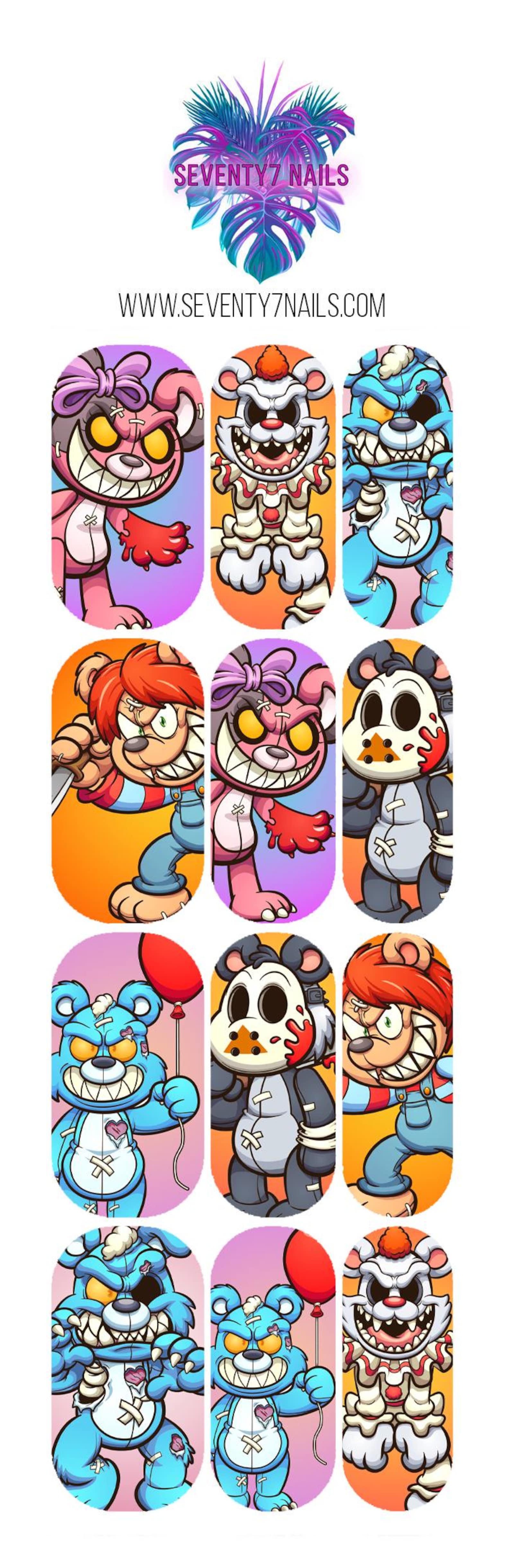 Zombie Bear Nail Decals | Creepy Cute Halloween Nail Art | Waterslide ...