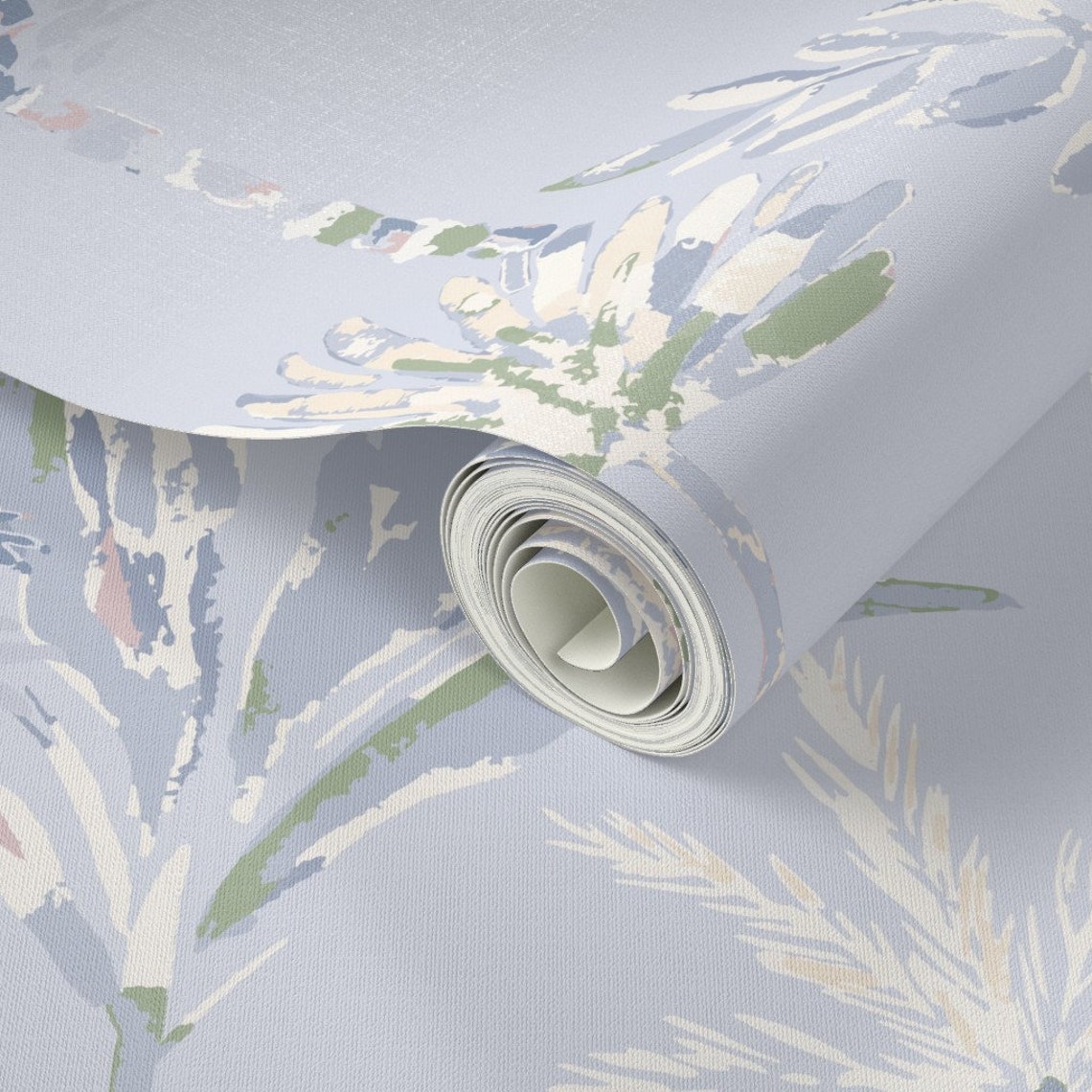 Watercolour Palms in Pale Blue Wallpaper - Peel + Stick or Pre Pasted ...