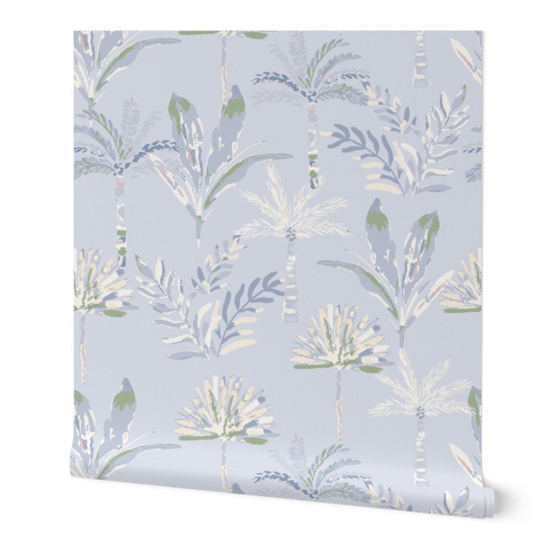 Watercolour Palms in Pale Blue Wallpaper - Peel + Stick or Pre Pasted ...