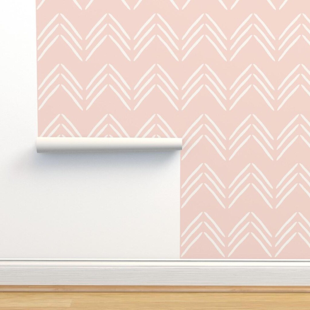 Modern Boho Painted Chevron Herringbone in Dusty Pink - Etsy