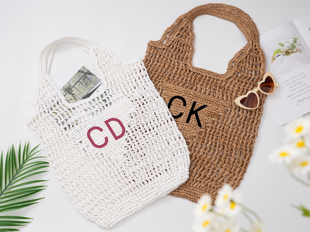 Custom Beach Straw Bag,raffia Beach Bag,beach Tote Bag,monogram Party ...