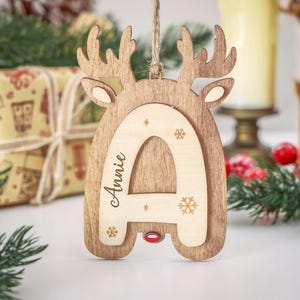 Personalied Reindeer Letter Ornaments,2025 Stocking Tags With Name ...