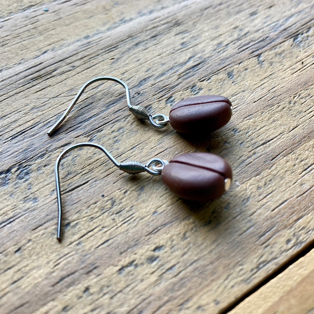 Coffee Bean Earrings Coffee Earrings Simple Coffee Charm Drop Earrings ...