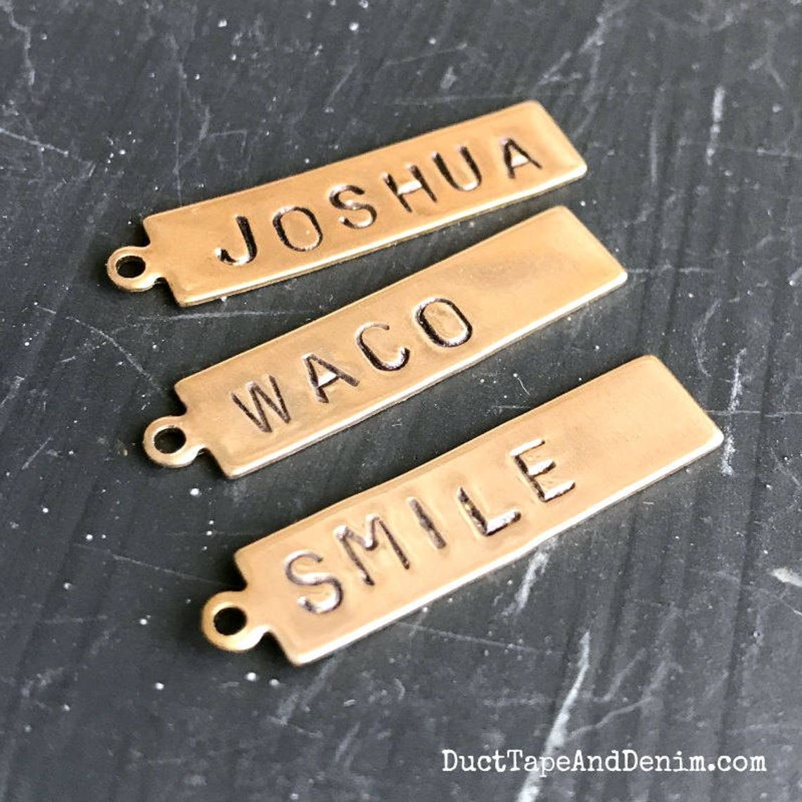 ADD ON ~ Extra Hand Stamped Tag, Personalized Brass Tag With Words ...