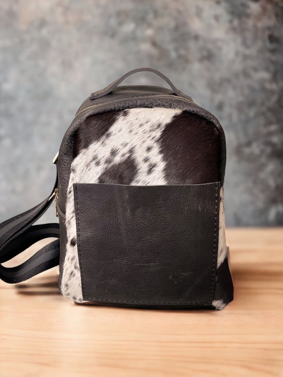 Black Leather Backpack, Mini Leather Backpack, Convertible Backpack ...