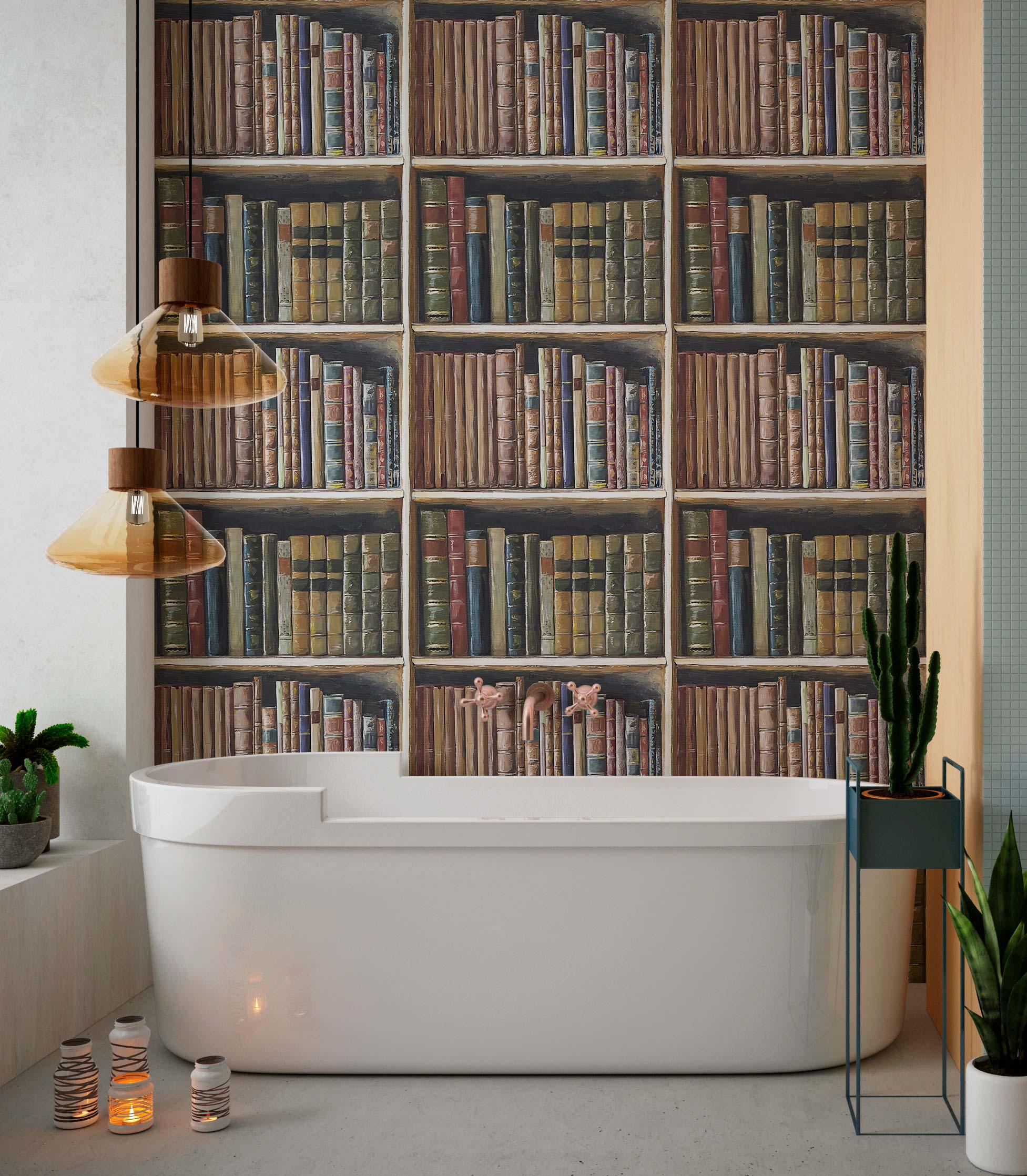 Book Shelves Wallpaper by Mindthegap – Vintage Library Bookshelf Design ...