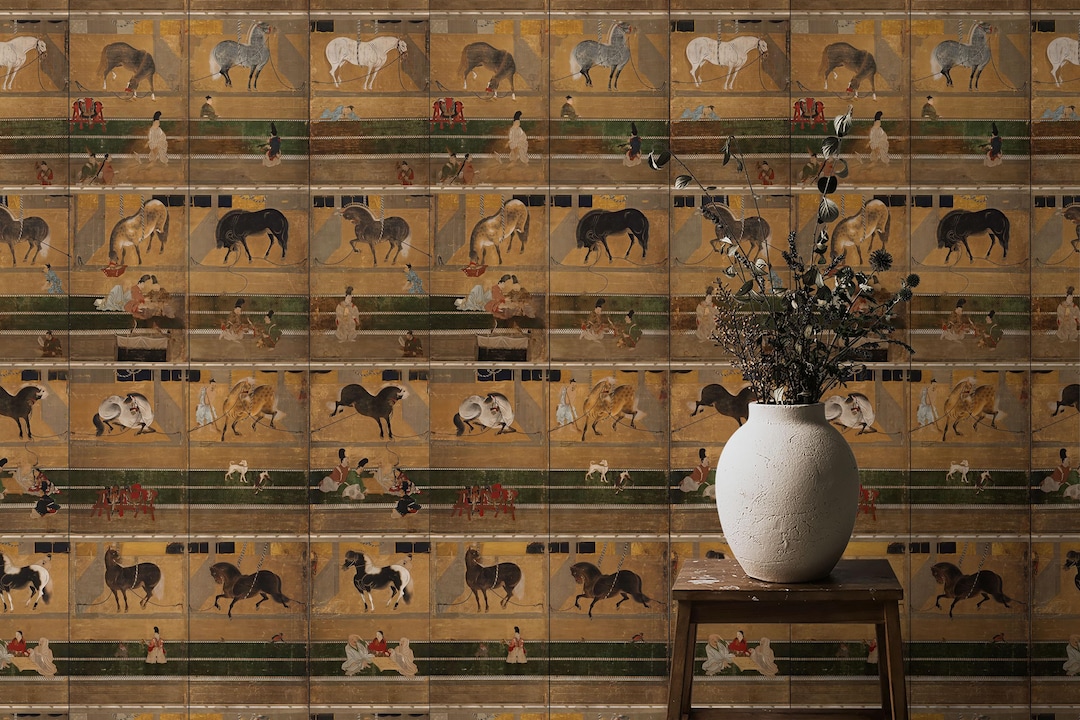 Horse Stable Wallpaper by Mindthegap – Vintage Equestrian Wallcovering ...