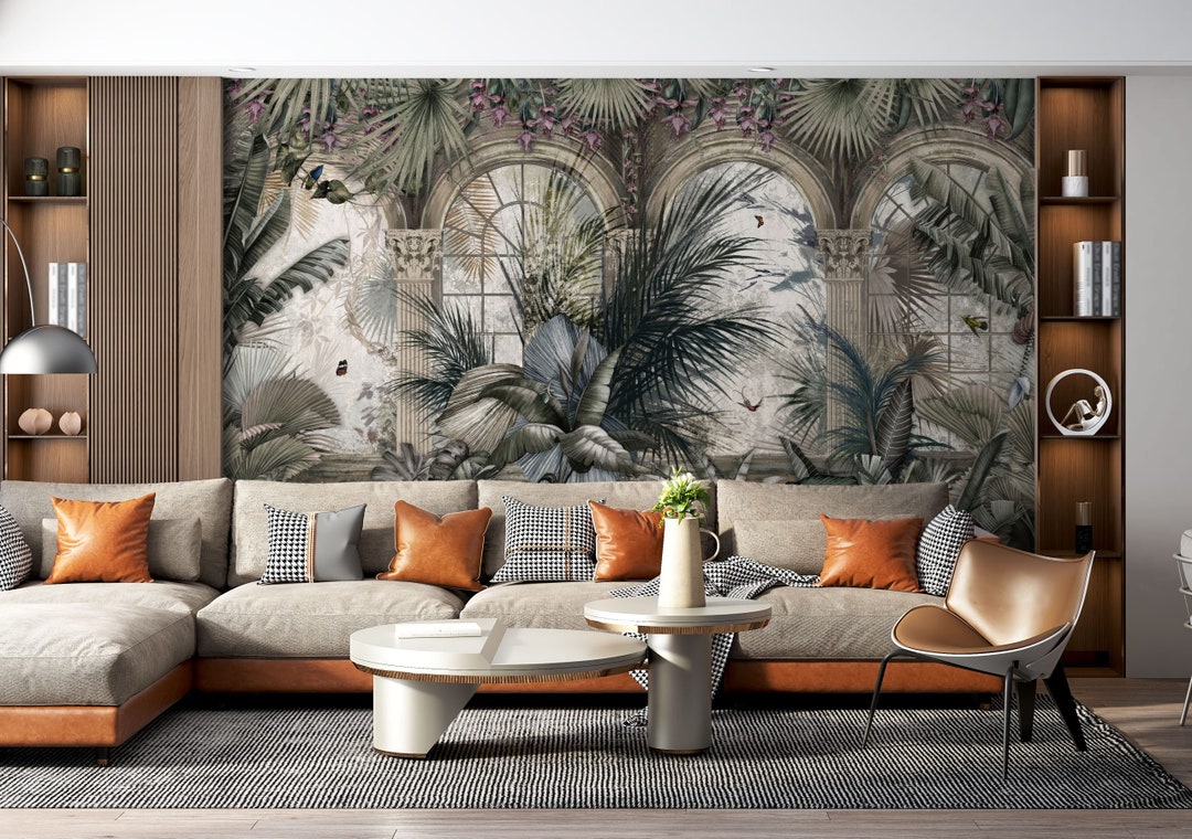 Tropical Floral Conservatory Wallpaper - Lush Garden Peel and Stick - Etsy