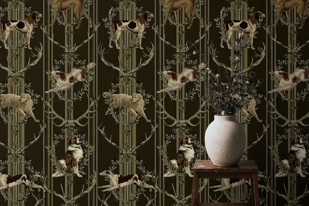 Mountain Dogs Peat Black Wallpaper by Mindthegap – Rustic Country ...