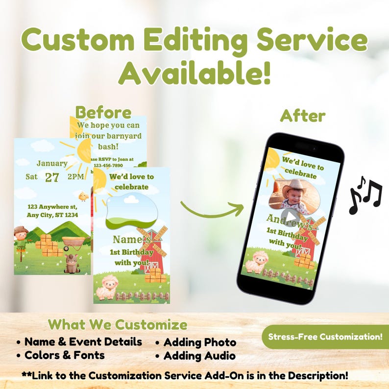 Editable Farm Birthday Video Invitation: Animated Barnyard Party (canva ...