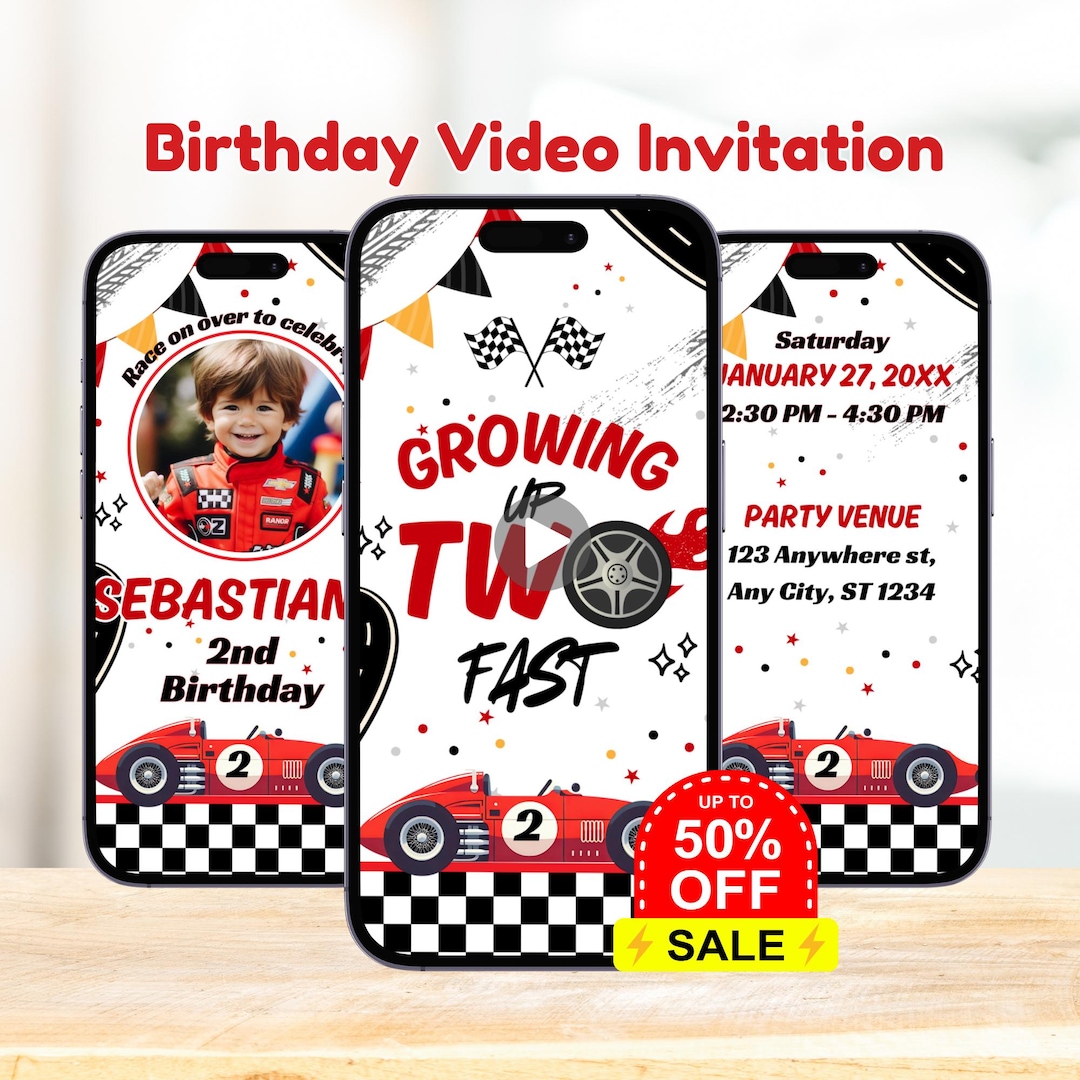 Editable Growing up Two Fast Birthday Video Invitation, Growing 2 Fast ...