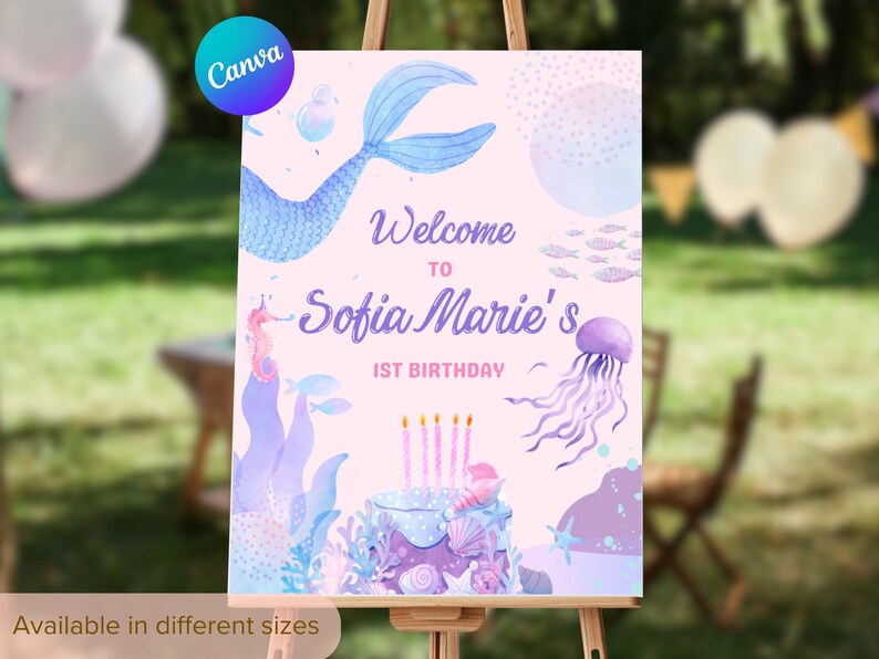 Editable Mermaid Welcome Sign Template, Mermaid Welcome Board Printable ...