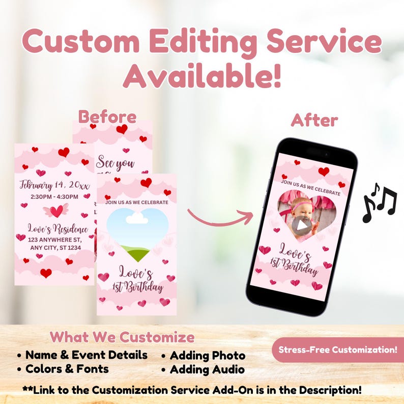 Editable Little Sweetheart is Turning One Birthday Video Invitation ...