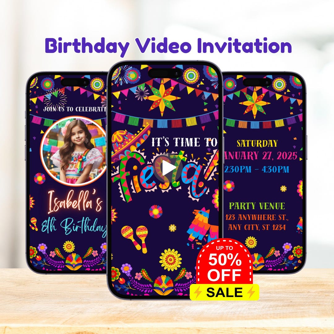 Fiesta Birthday Animated Invitation: Mexican Theme, Editable Canva ...