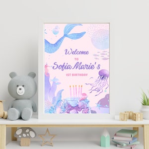 Editable Mermaid Welcome Sign Template, Mermaid Welcome Board Printable ...